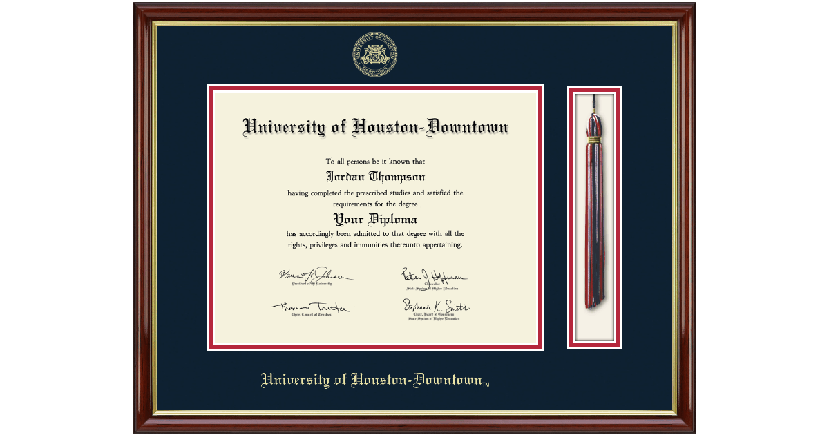 Tassel & Cord Diploma Frame in Southport Gold University of Houston ...