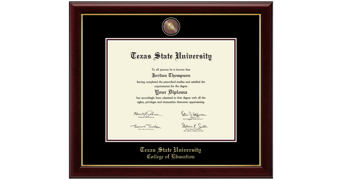 Masterpiece Medallion Diploma Frame in Gallery Texas State University ...