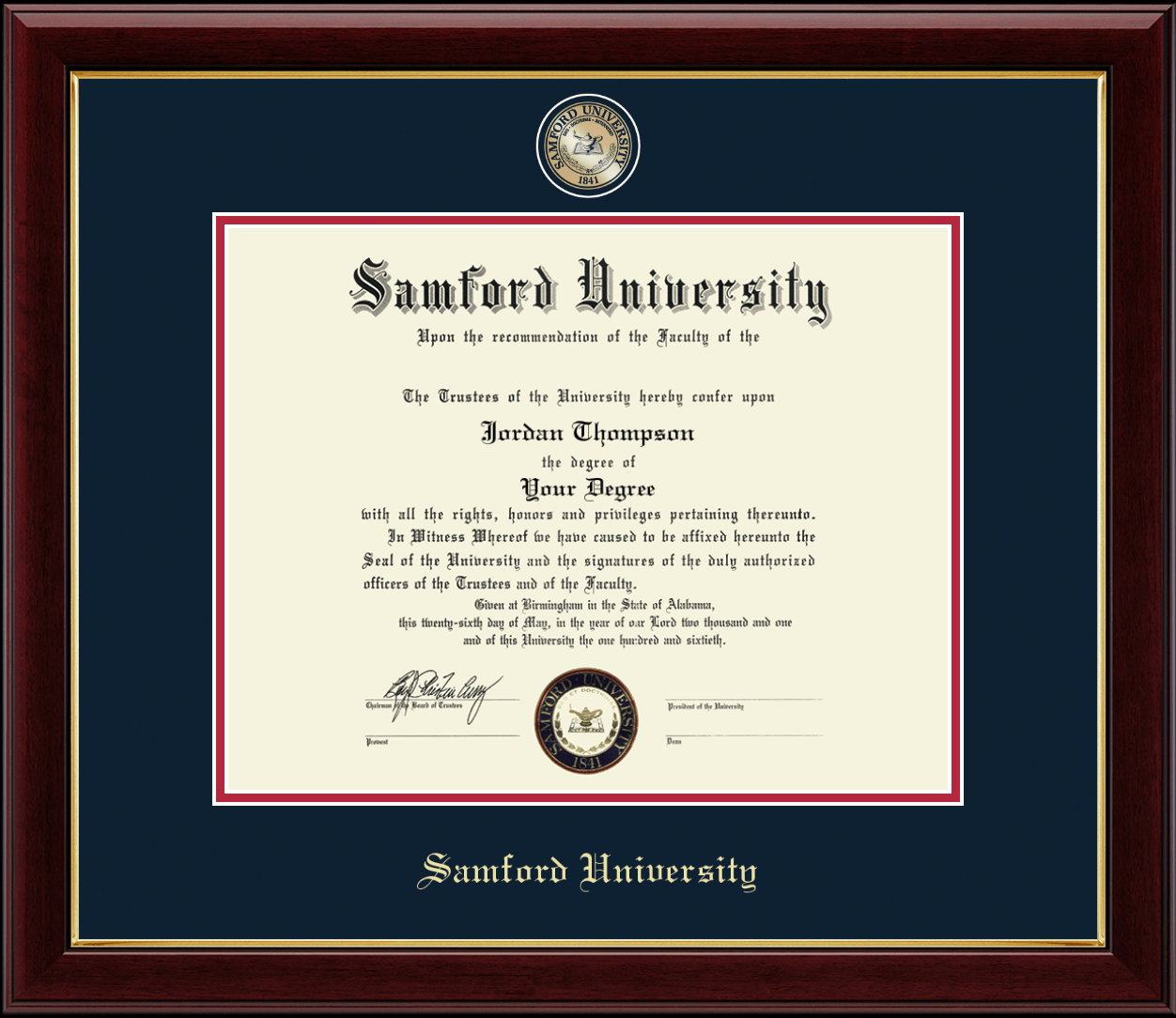 Samford University Masterpiece Medallion Diploma Frame in Gallery ...