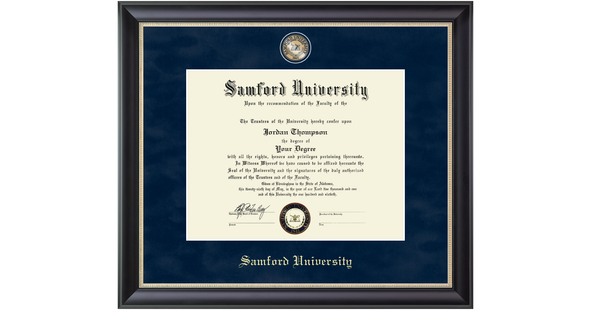 Regal Edition Diploma Frame in Noir Samford University - Item #353833