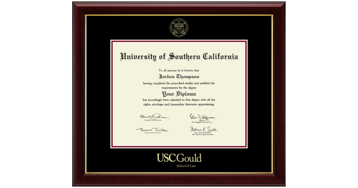 Gold Embossed Diploma Frame in Gallery University of Southern ...