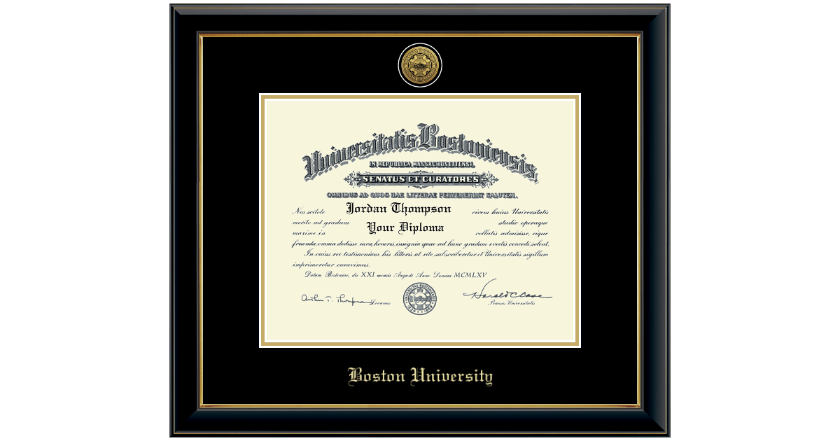 Gold Engraved Medallion Diploma Frame in Onyx Gold Boston University ...