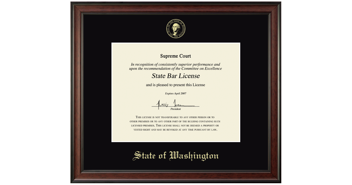 Gold Embossed Certificate Frame in Studio State of Washington - Item ...