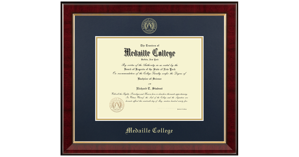 Gold Embossed Diploma Frame in Murano Medaille College - Item #356851
