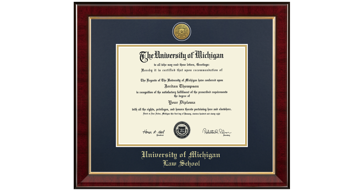 Masters- Gold Engraved Medallion Diploma Frame in Murano University of ...