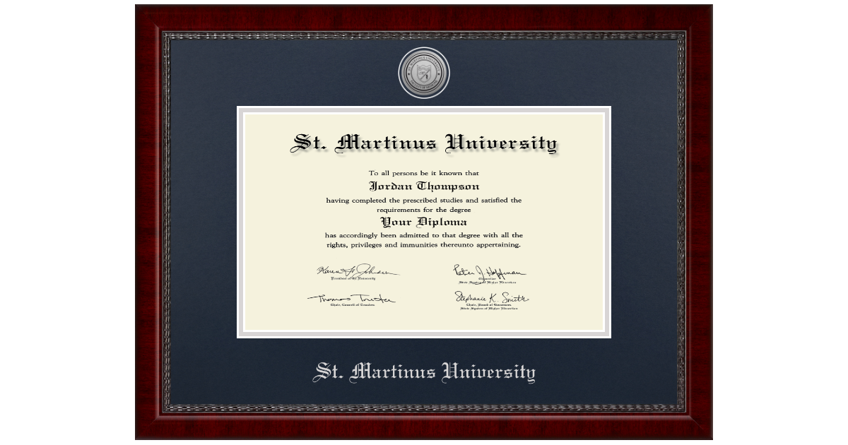 Silver Engraved Medallion Diploma Frame in Sutton St. Martinus University - Item #356915