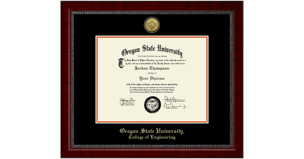 Gold Engraved Medallion Diploma Frame in Sutton Oregon State University ...