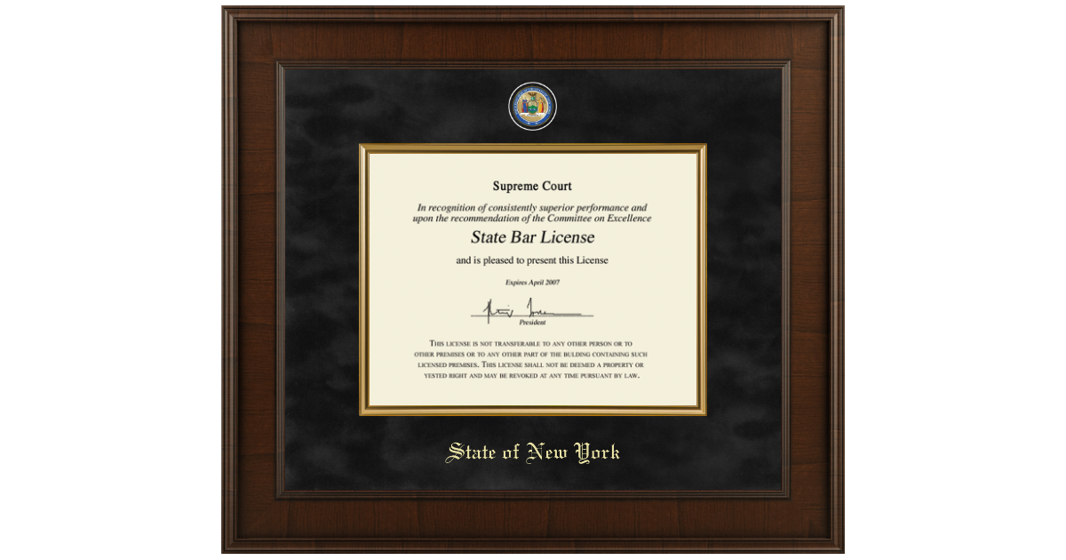 State of New York | Certificate Frames | Church Hill Classics