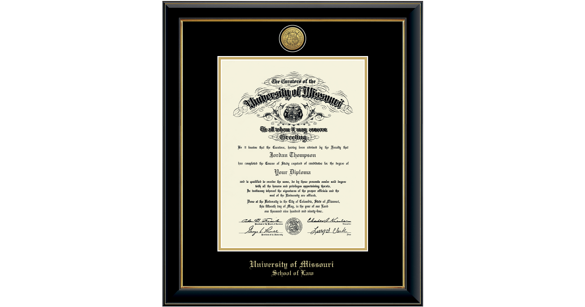 Gold Engraved Medallion Diploma Frame in Onyx Gold University of ...