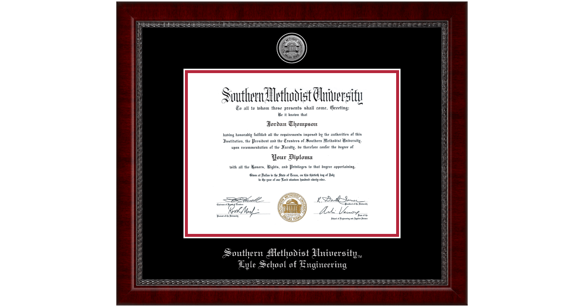 Silver Engraved Medallion Diploma Frame in Sutton Southern Methodist ...