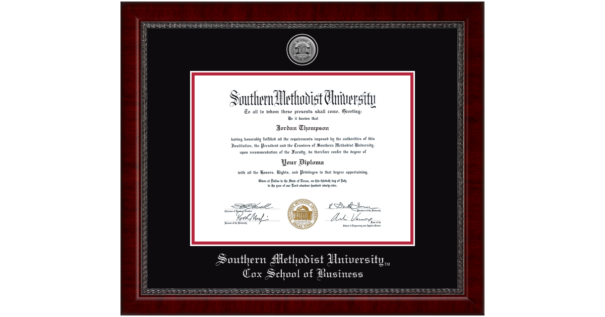 Silver Engraved Medallion Diploma Frame in Sutton Southern Methodist University - Item #362249 ...