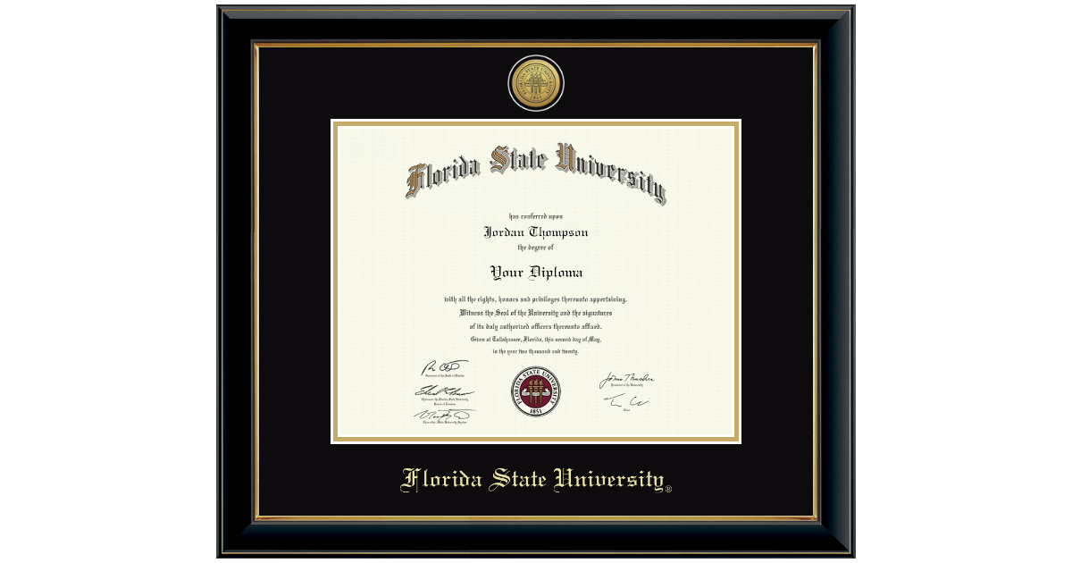 Gold Engraved Medallion Diploma Frame in Onyx Gold Florida State ...