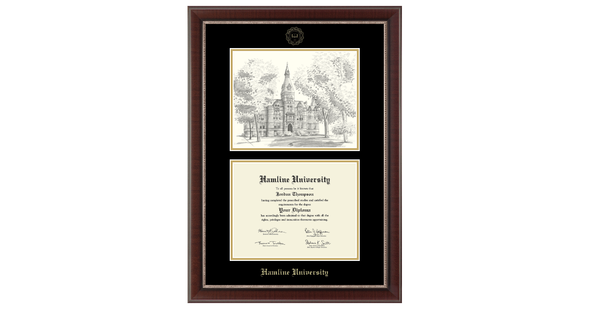 Campus Scene Diploma Frame in Chateau Hamline University - Item #364939