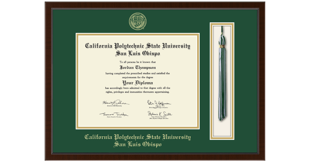 Tassel & Cord Diploma Frame in Delta Cal Poly San Luis Obispo - Item ...