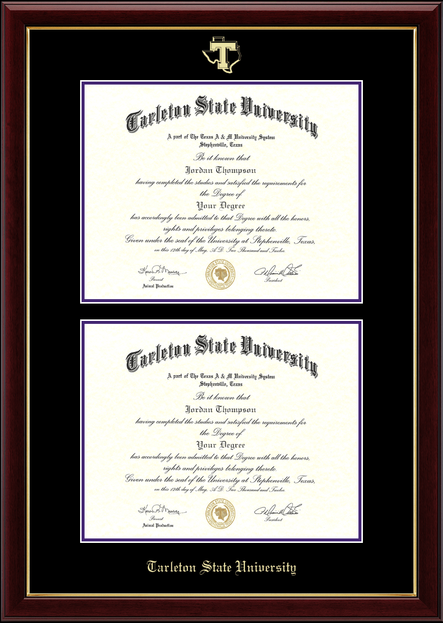 Tarleton State University Double Diploma Frame in Gallery - Item #366057