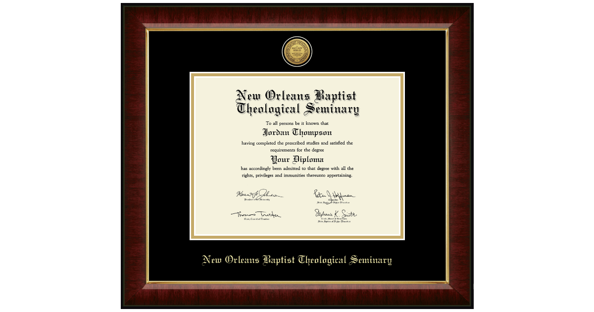 Gold Engraved Medallion Diploma Frame in Murano New Orleans Baptist ...