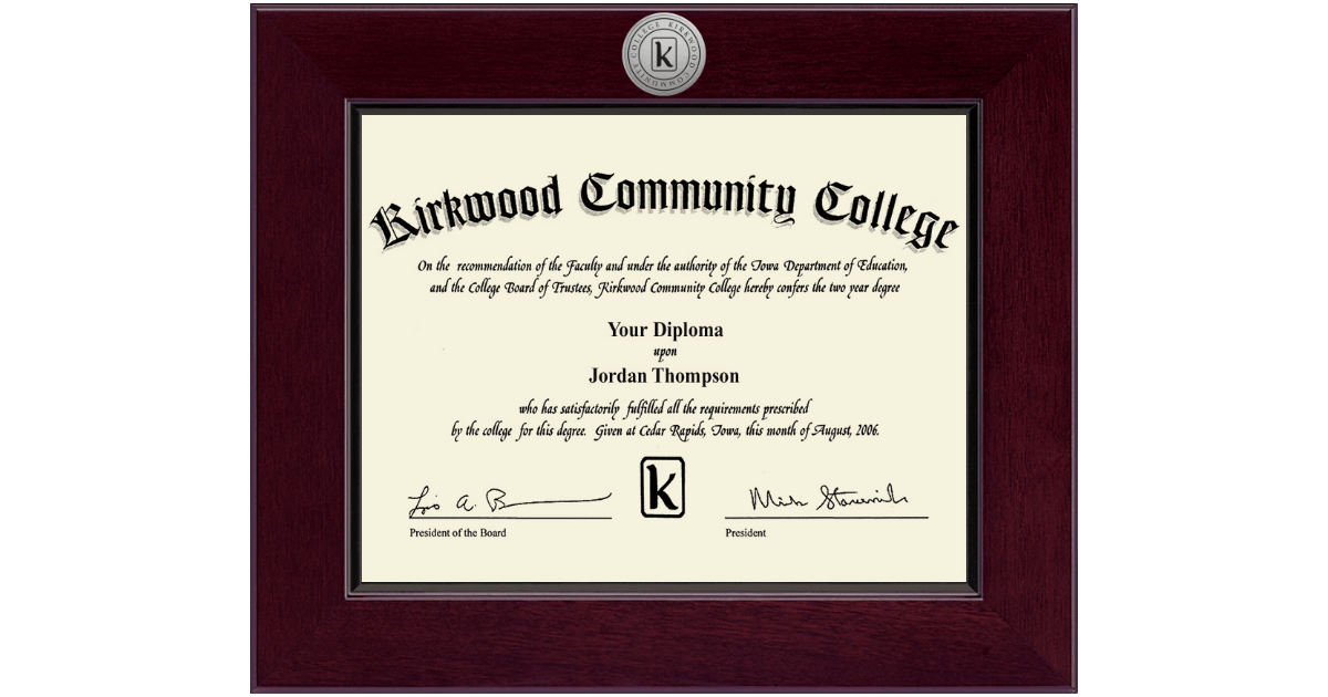 Century Silver Engraved Diploma Frame in Cordova Kirkwood Community ...
