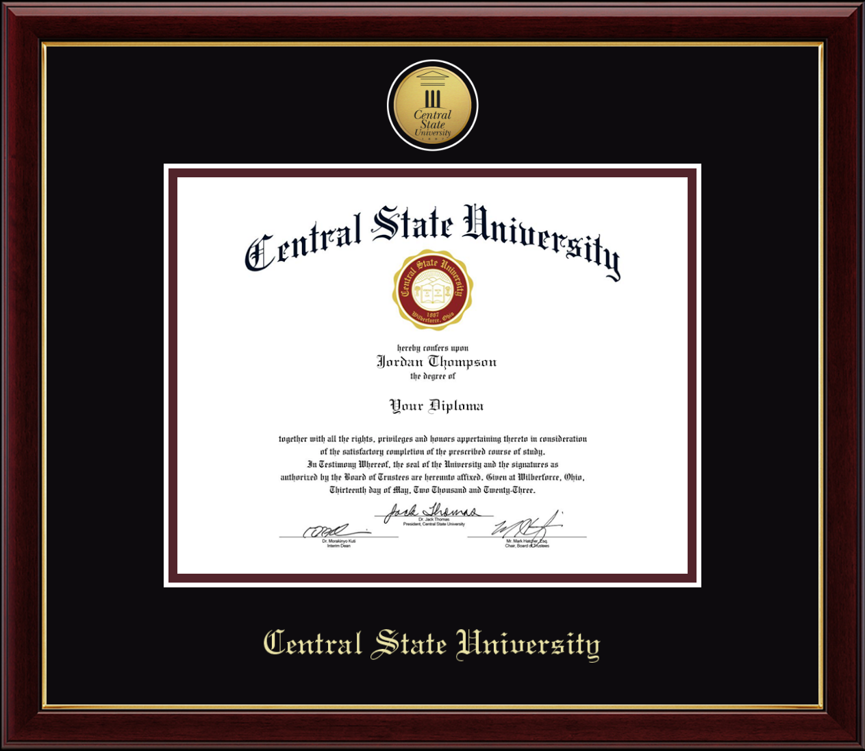 Central State University Gold Engraved Medallion Diploma Frame in ...