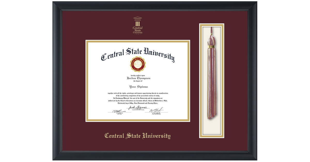 Tassel & Cord Diploma Frame in Obsidian Central State University - Item ...
