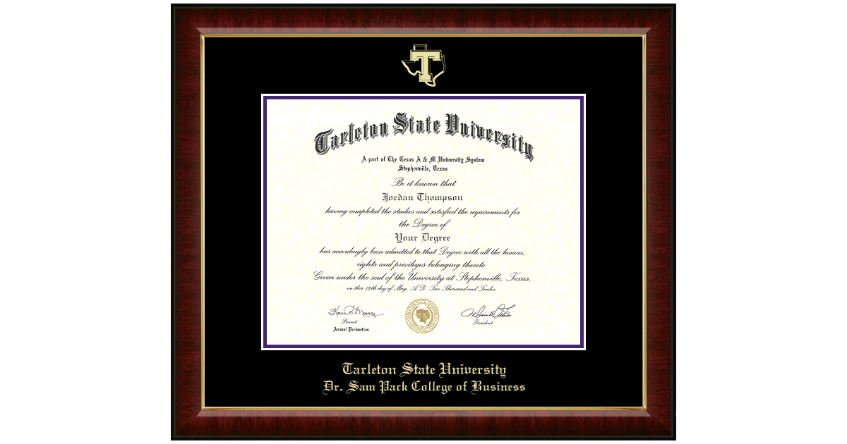 Gold Embossed Diploma Frame in Murano Tarleton State University - Item ...