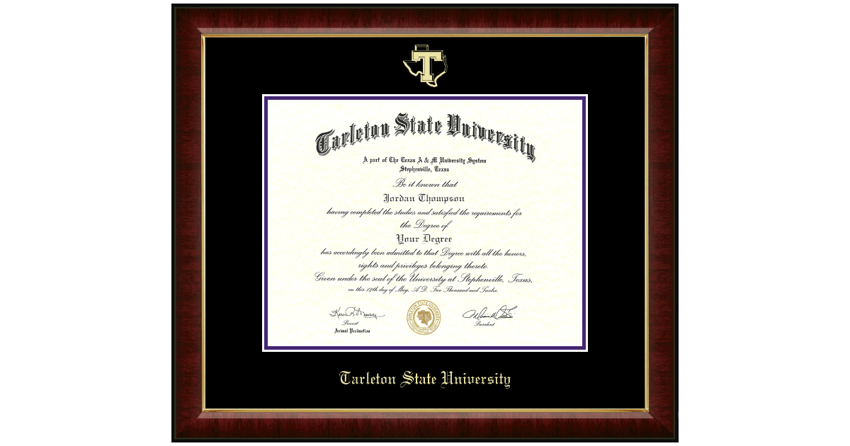 Gold Embossed Diploma Frame in Murano Tarleton State University - Item ...