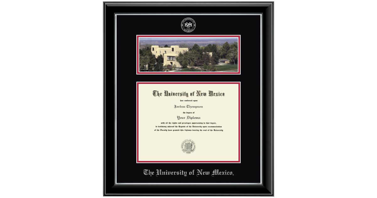 Campus Scene Diploma Frame in Onyx Silver The University of New Mexico ...