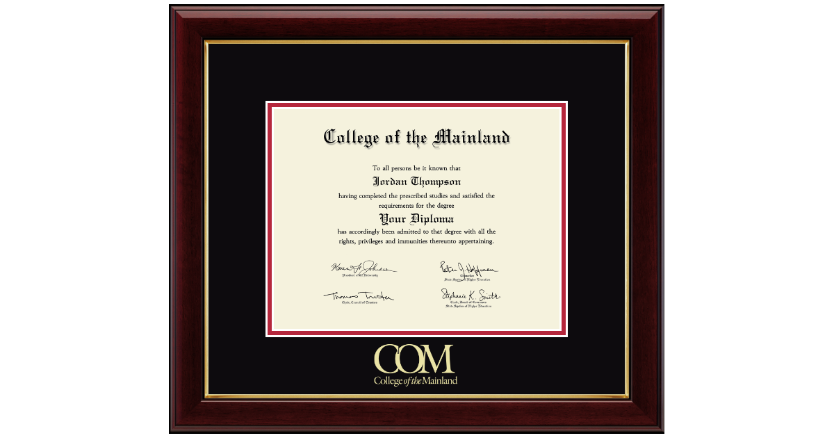 Gold Embossed Diploma Frame in Gallery College of the Mainland - Item ...
