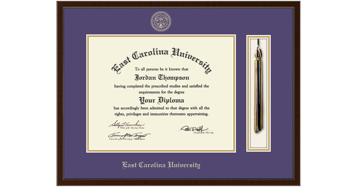 Tassel & Cord Diploma Frame in Delta East Carolina University - Item ...