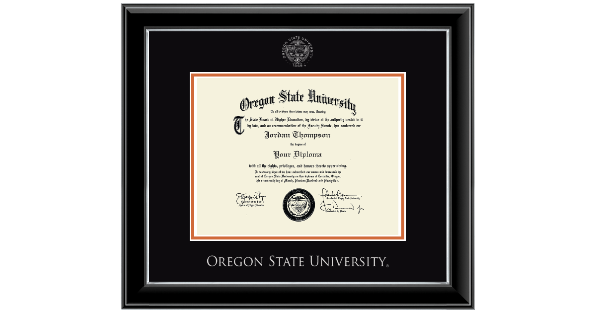 Silver Embossed Diploma Frame in Onyx Silver Oregon State University ...