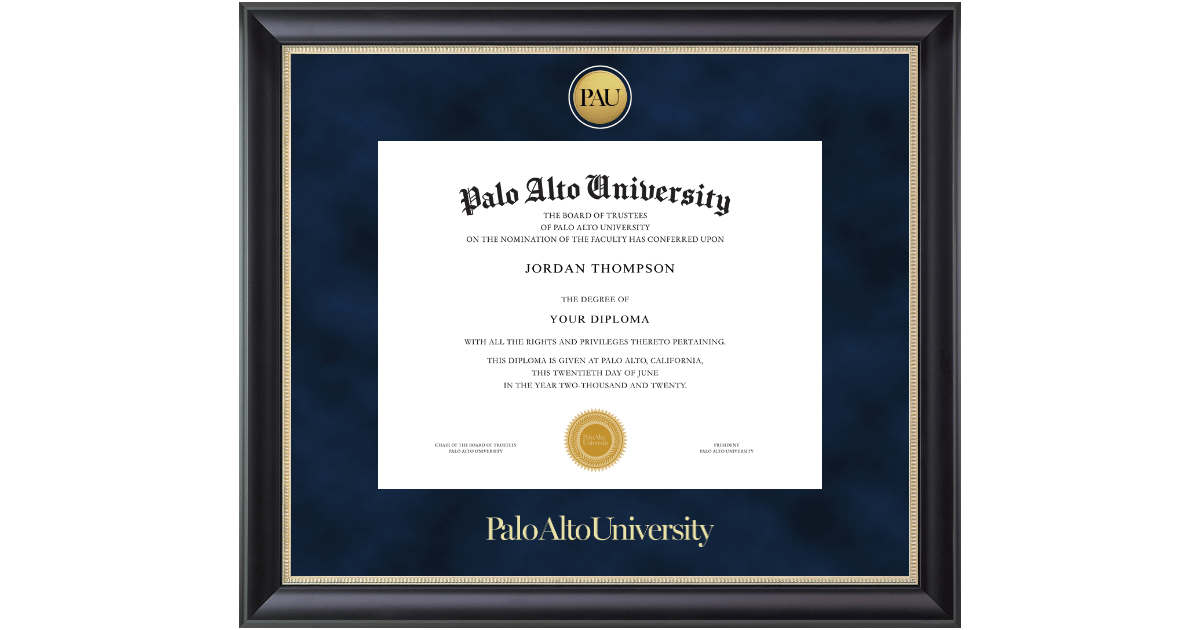 PhD- Gold Engraved Medallion Diploma Frame in Noir Palo Alto University ...
