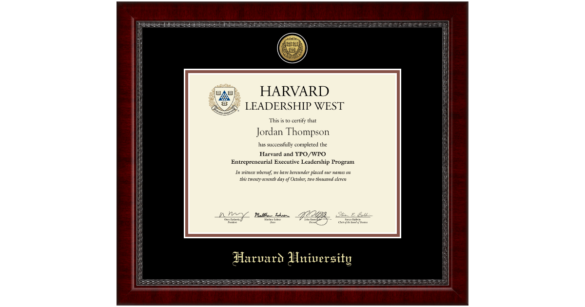 Gold Engraved Medallion Certificate Frame in Sutton Harvard University ...