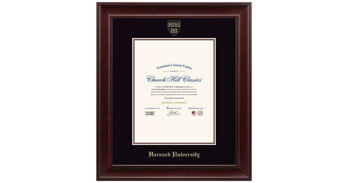Vertical- Gold Embossed Certificate Frame in Rainier Harvard University ...