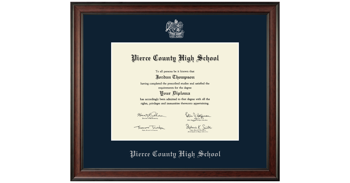 Silver Embossed Diploma Frame in Studio Pierce County High School ...