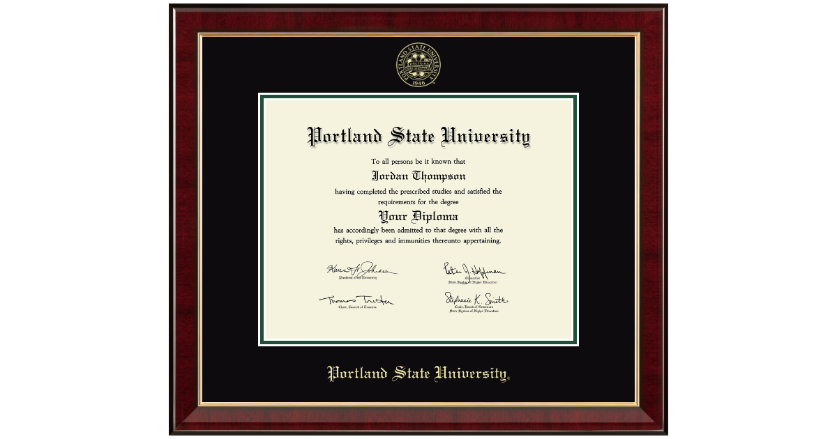 PhD- Gold Embossed Diploma Frame in Murano Portland State University ...