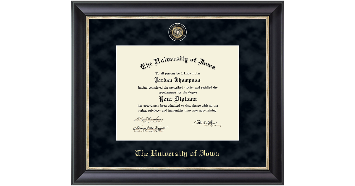 Regal Edition Diploma Frame in Noir The University of Iowa - Item #373174