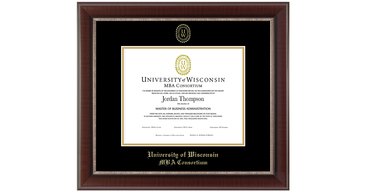 Gold Embossed Diploma Frame in Chateau UW MBA Consortium - Item #373326 ...