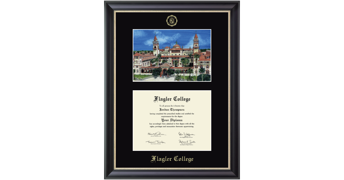 Campus Scene Diploma Frame in Noir Flagler College - Item #373783