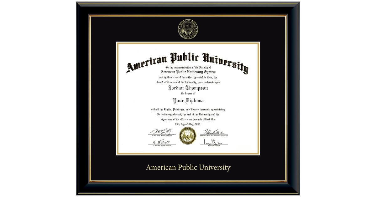 Gold Embossed Diploma Frame in Onyx Gold American Public University ...
