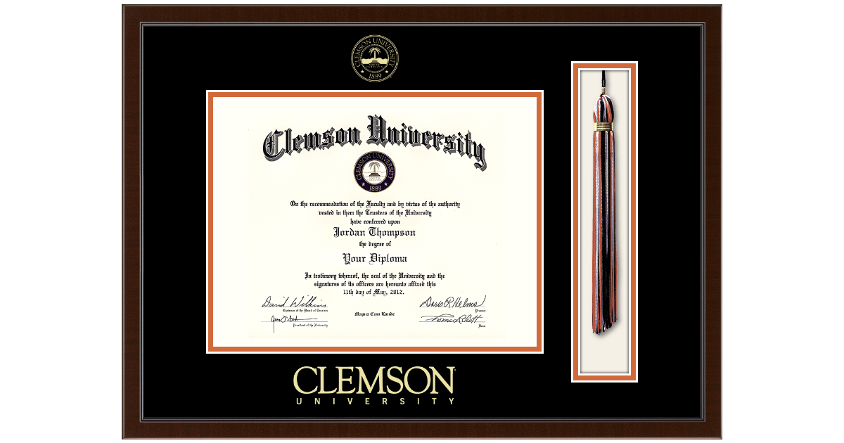 Tassel & Cord Diploma Frame in Delta Clemson University - Item #384988 ...