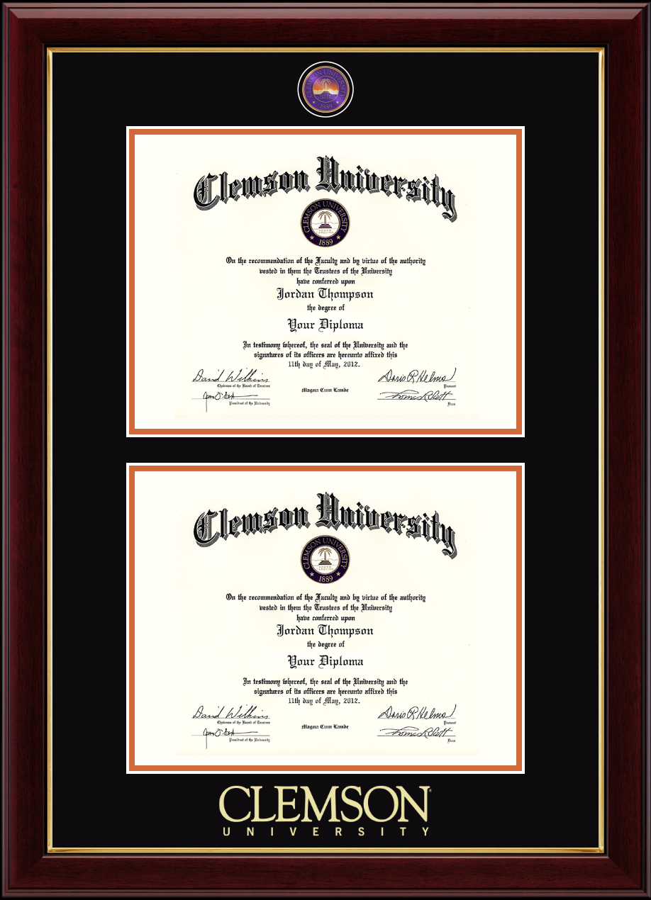 Clemson University Masterpiece Medallion Double Diploma Frame in ...