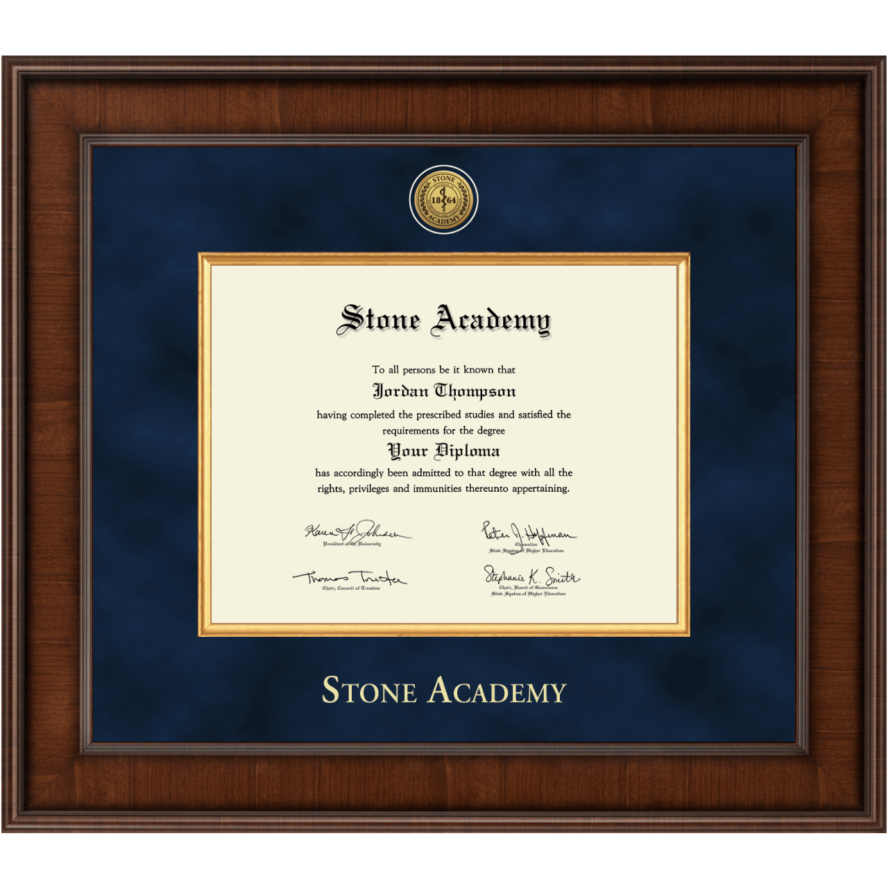 Presidential Gold Engraved Certificate Frame in Madison Stone Academy ...