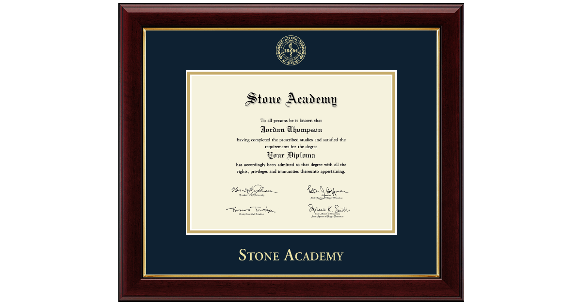 Gold Embossed Certificate Frame in Gallery Stone Academy - Item #385706