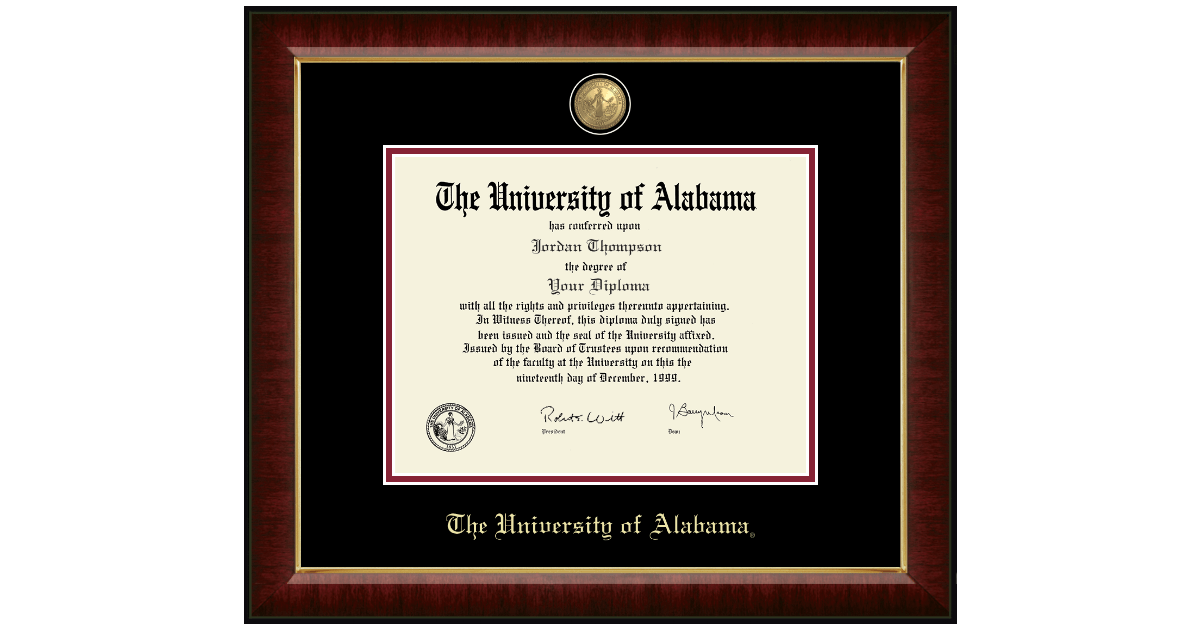 Masterpiece Medallion Diploma Frame in Murano The University of Alabama ...