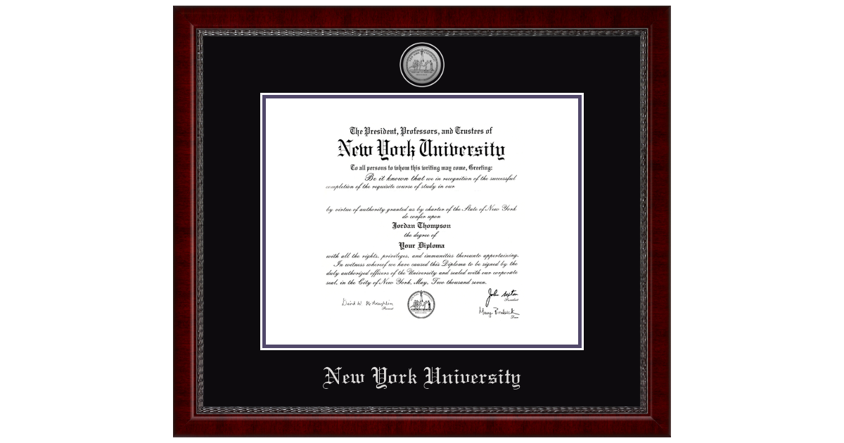 Silver Engraved Medallion Diploma Frame in Sutton New York University - Item #385951