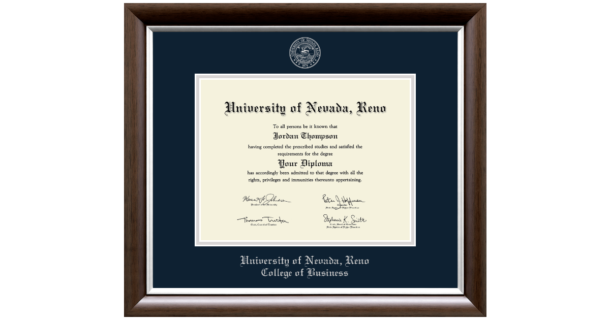 Silver Embossed Diploma Frame in Devonshire University of Nevada Reno ...