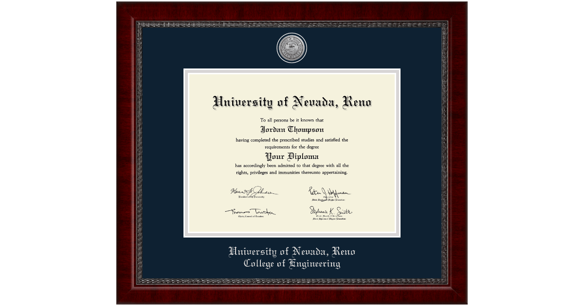 Silver Engraved Medallion Diploma Frame in Sutton University of Nevada ...
