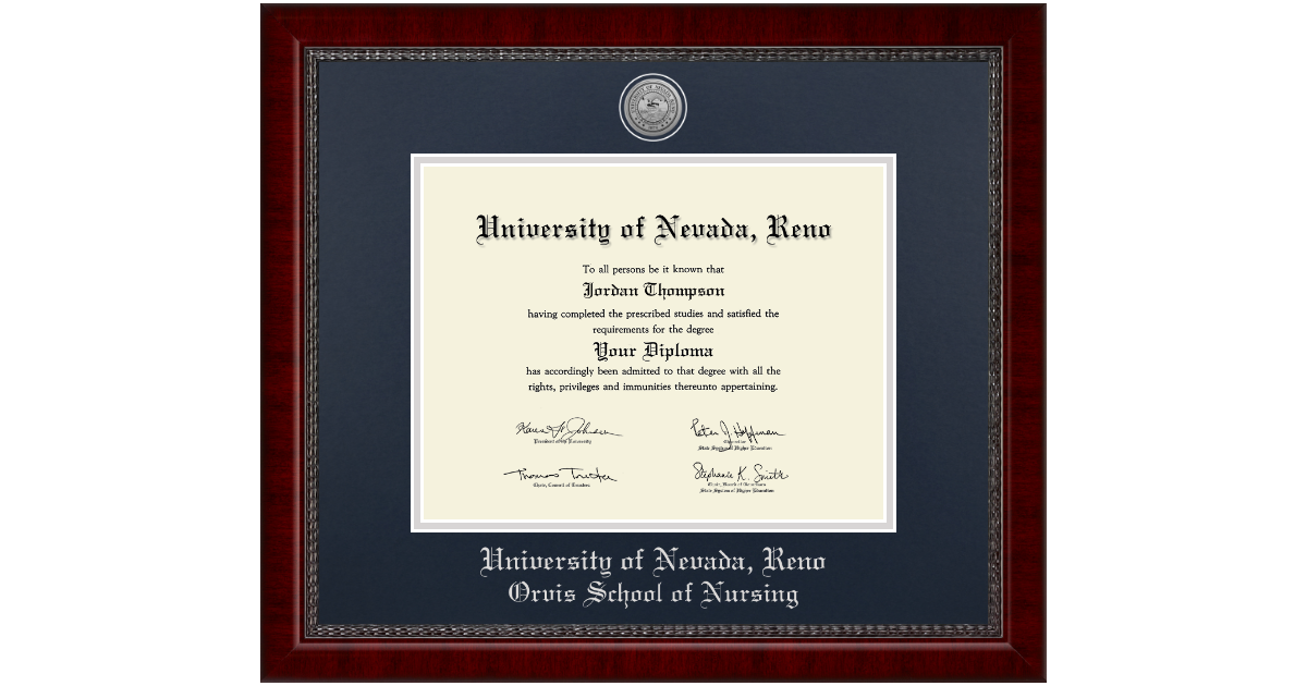 Silver Engraved Medallion Diploma Frame in Sutton University of Nevada ...