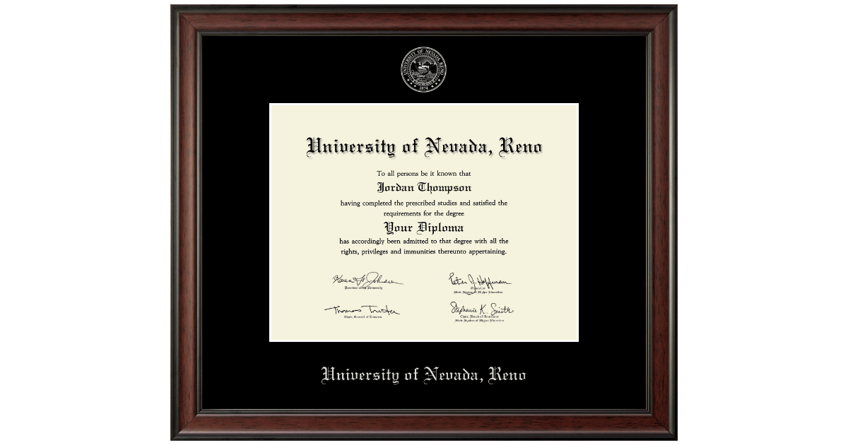 Silver Embossed Diploma Frame in Studio University of Nevada Reno ...
