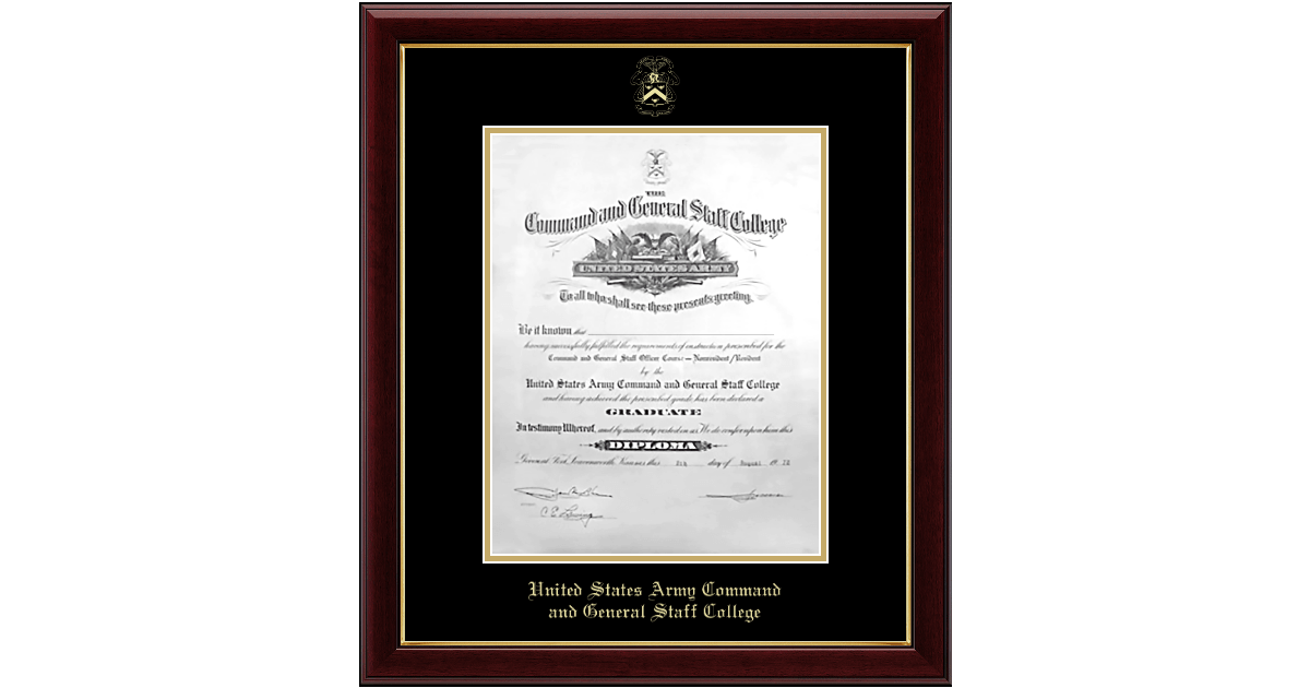Gold Embossed Diploma Frame in Gallery United States Army Command and ...