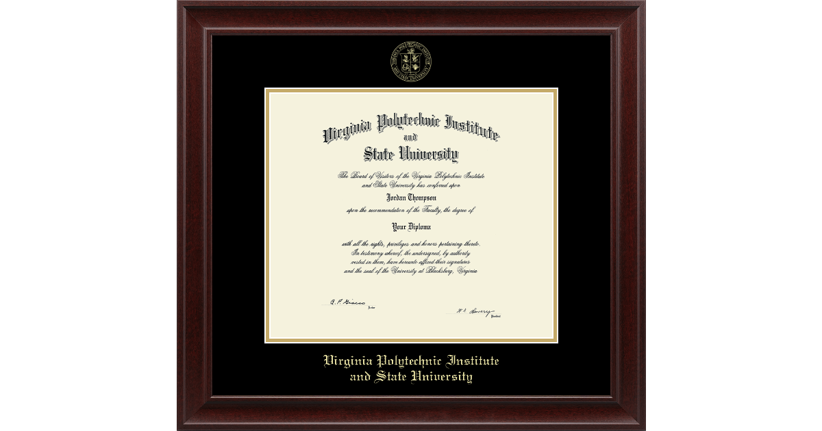 Gold Embossed Diploma Frame in Rainier Virginia Tech - Item #386695 ...